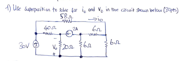 Solved 1) Use superposition to solve for i0 and V0 in the | Chegg.com