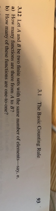 Solved 3.1 The Basic Counting Rule 93 3.12 Let A and B be | Chegg.com