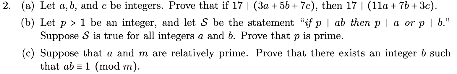 Solved (a) Let a,b, and c be integers. Prove that if | Chegg.com