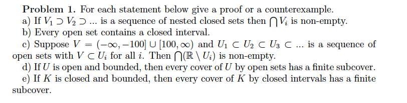 Solved Problem 1. For each statement below give a proof or a | Chegg.com