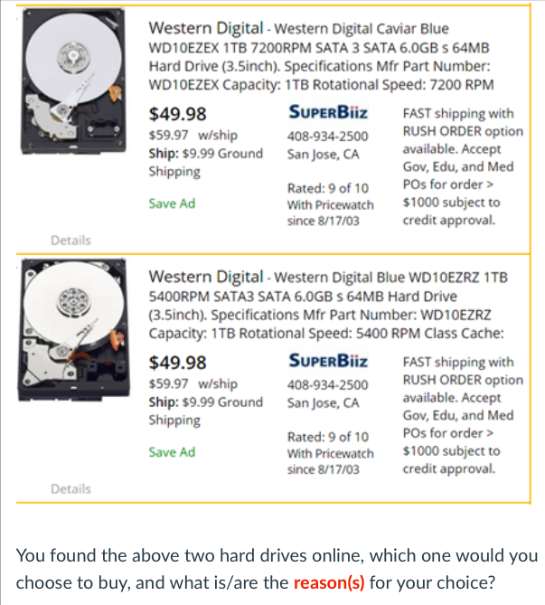 Solved Western Digital - Western Digital Caviar Blue | Chegg.com