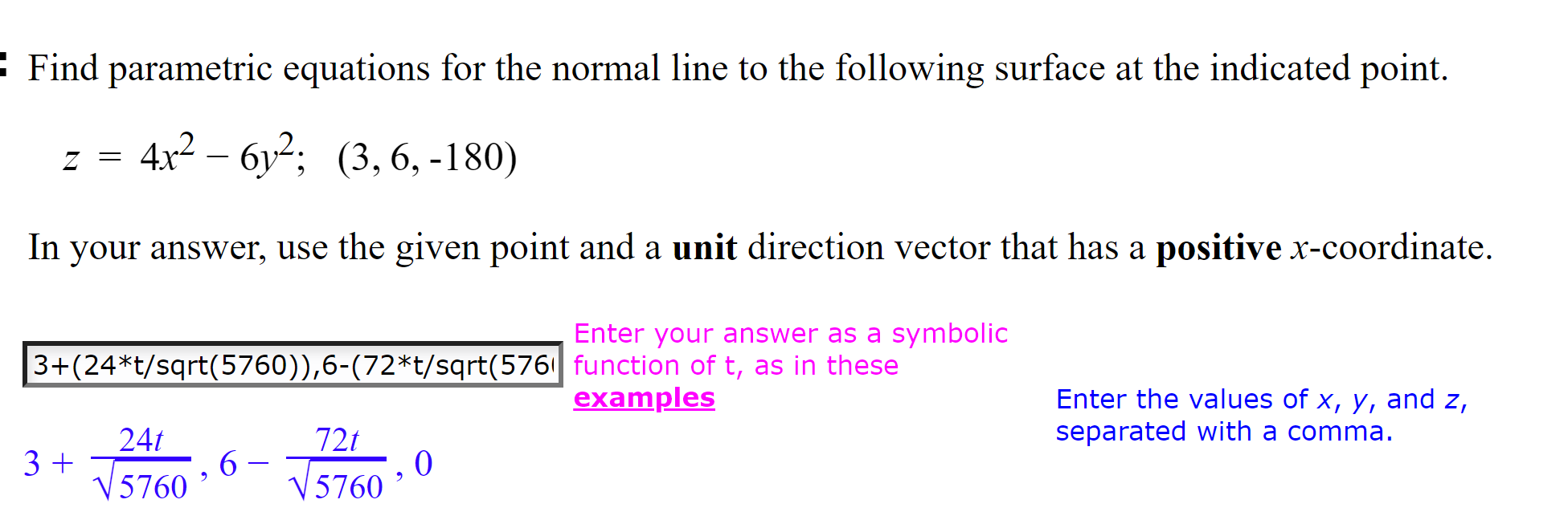 Solved Find parametric equations for the normal line to the | Chegg.com
