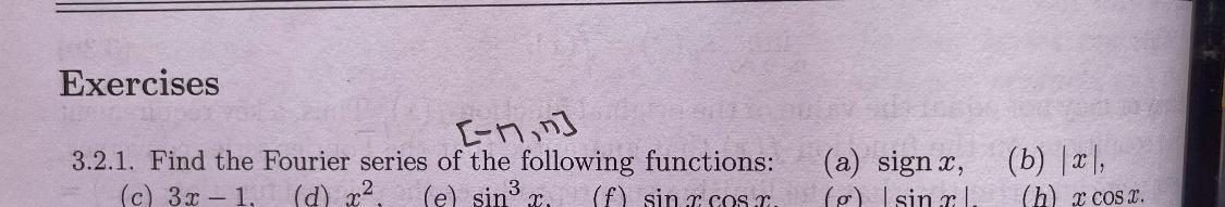 Solved Exercises 3.2.1. Find the Fourier series of the | Chegg.com