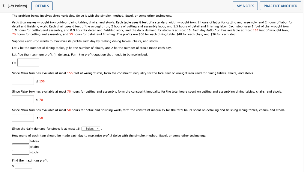 Solved The problem below involves three variables. Solve it | Chegg.com