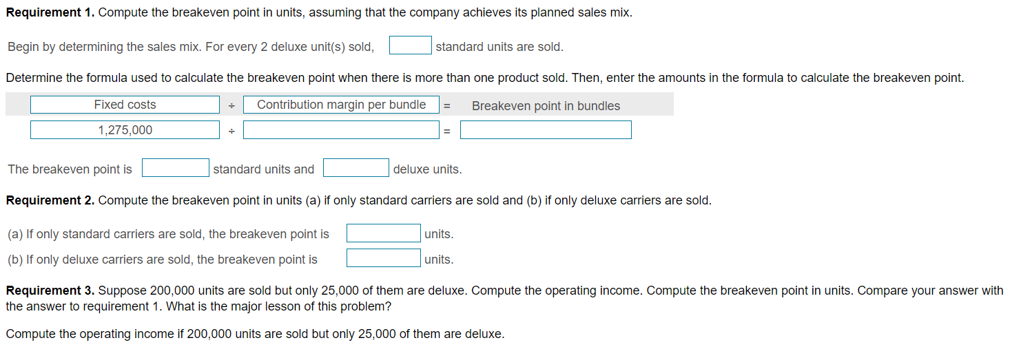Solved Before calculating the breakeven points, determine | Chegg.com
