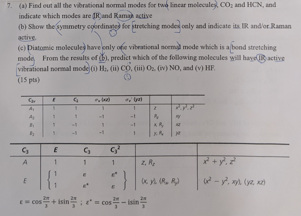 7. (a) Find out all the vibrational normal modes for | Chegg.com