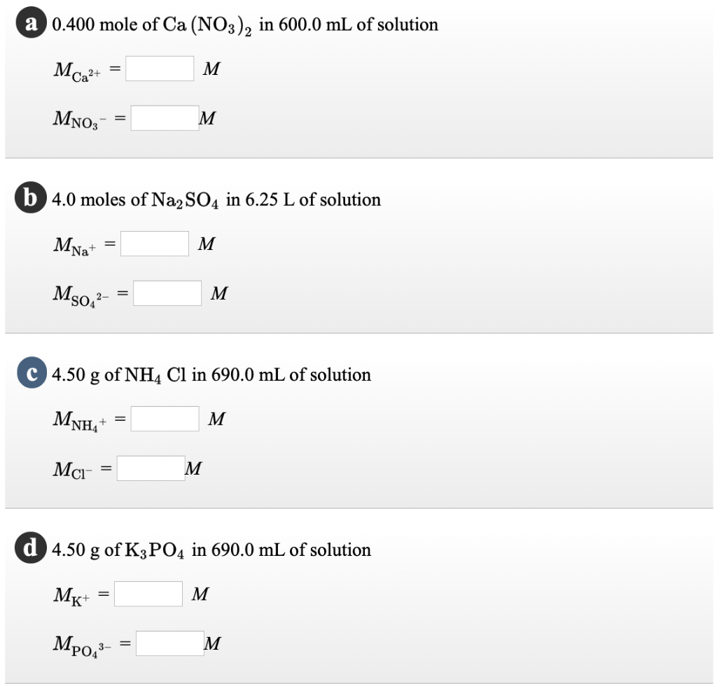 Solved Calculate the concentration of all ions present in | Chegg.com