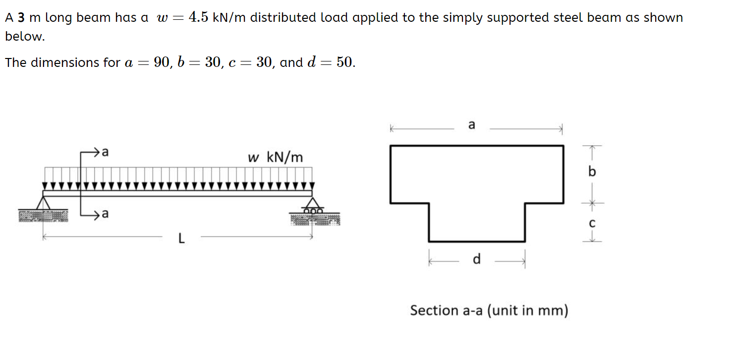 Solved A 3 m long beam has a w=4.5kN/m distributed load | Chegg.com