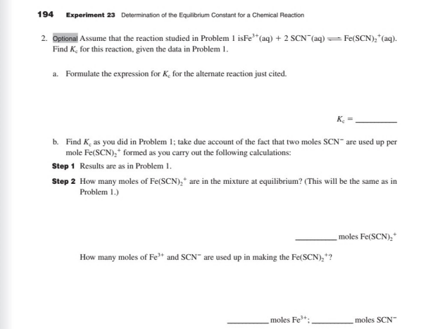 Solved 1. A student mixes 5.00 mL 2.00 X 10~3 M Fe(NO3)3 | Chegg.com