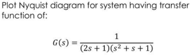 Solved Plot Nyquist diagram for system having transfer | Chegg.com