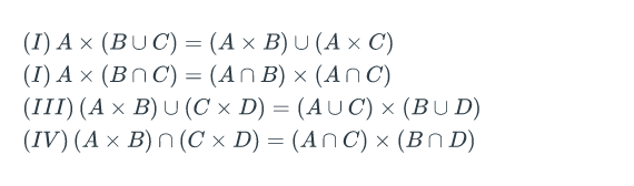 Solved (I) A×(B∪C)=(A×B)∪(A×C) (I) A×(B∩C)=(A∩B)×(A∩C) | Chegg.com