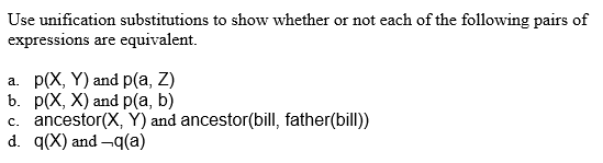 Solved Use unification substitutions to show whether or not | Chegg.com