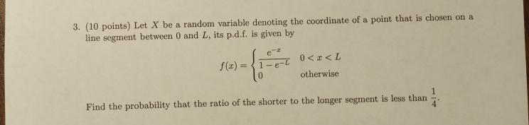 Solved 3. (10 points) Let X be a random variable denoting | Chegg.com