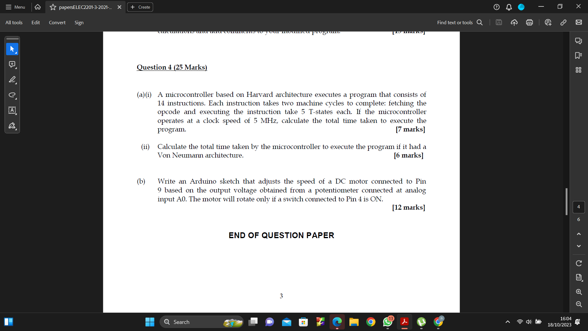 Solved (a)(i) A microcontroller based on Harvard | Chegg.com