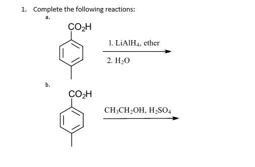 Solved 1. Complete the following reactions: a. COH 1. | Chegg.com