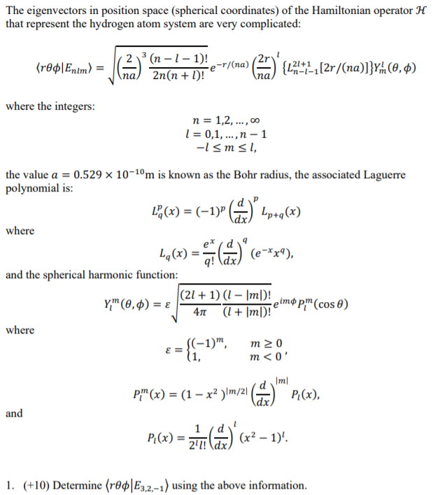 Solved The eigenvectors in position space (spherical | Chegg.com