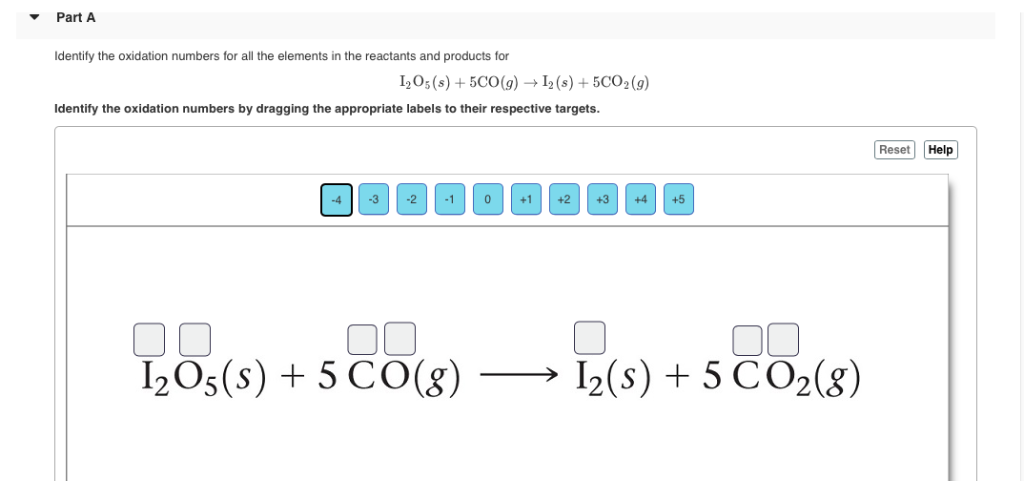 Solved Part A Identify the oxidation numbers for all the | Chegg.com