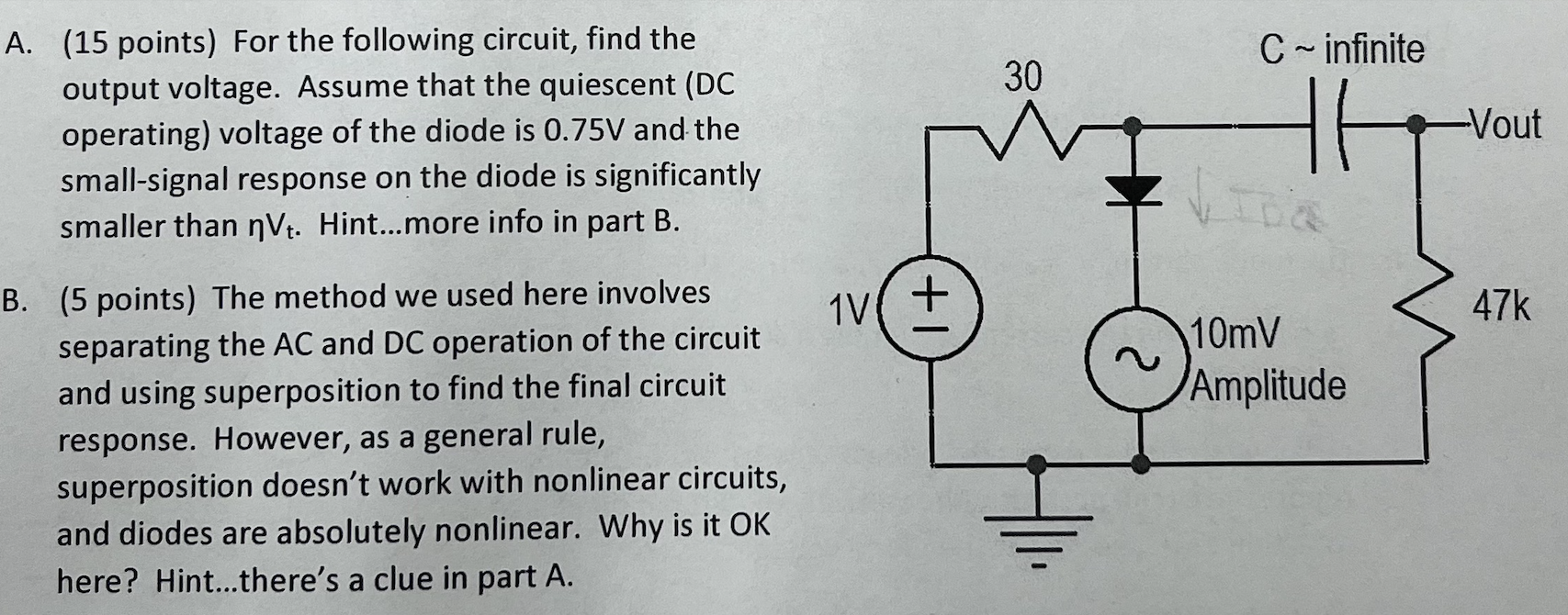 Solved A. (15 points) For the following circuit, find the | Chegg.com