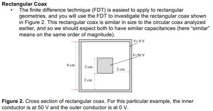 Rectangular Coax The finite difference technique | Chegg.com