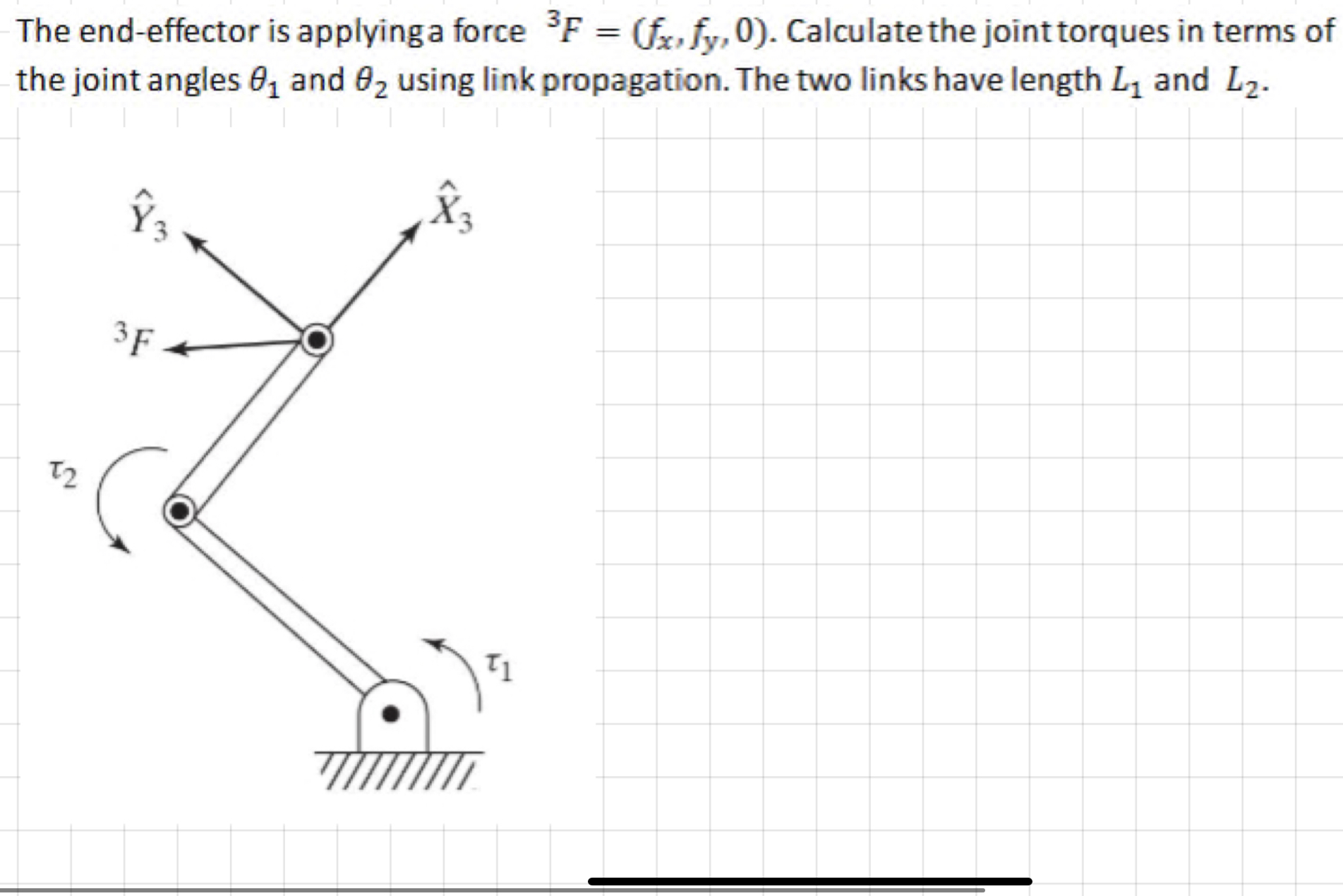 Solved The End Effector Is Applying A Force 3f Fx Fy 0