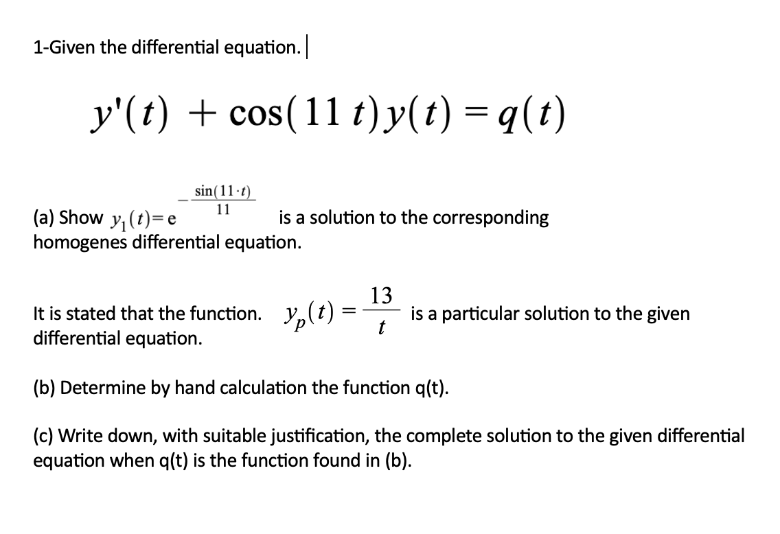Solved 1-Given the differential equation. | Chegg.com
