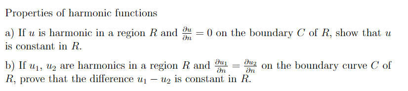 Solved Properties of harmonic functions a) If u is harmonic | Chegg.com