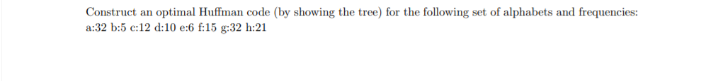 Solved Construct An Optimal Huffman Code By Showing The 6785