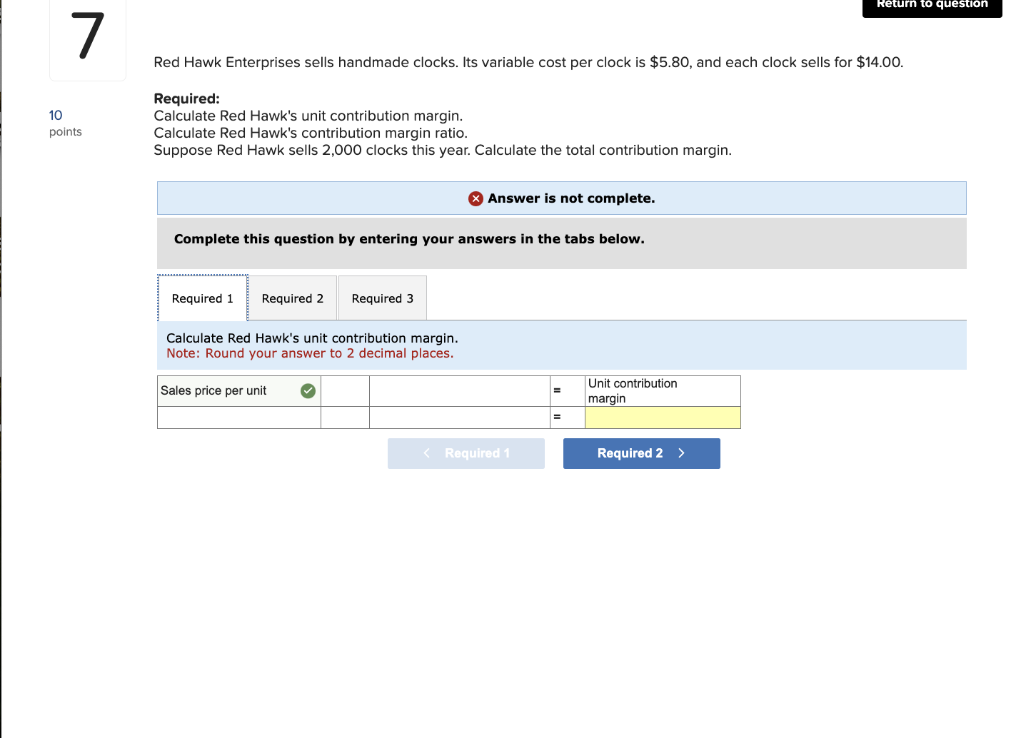 Solved Red Hawk Enterprises sells handmade clocks. Its | Chegg.com