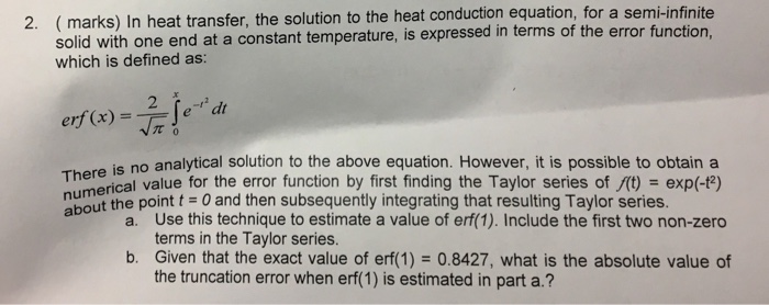 Solved n heat transfer, the solution to the heat conduction | Chegg.com