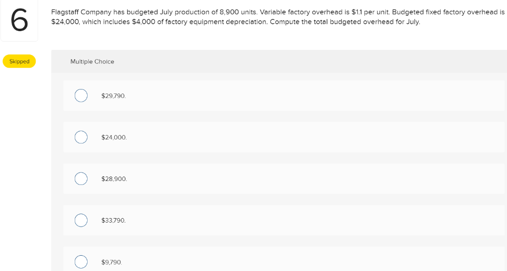 Solved Flagstaff Company has budgeted July production of | Chegg.com