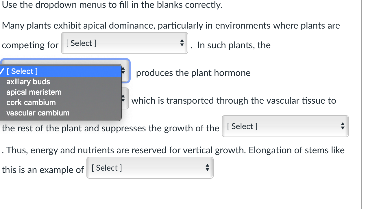 Solved Use the dropdown menus to fill in the blanks | Chegg.com