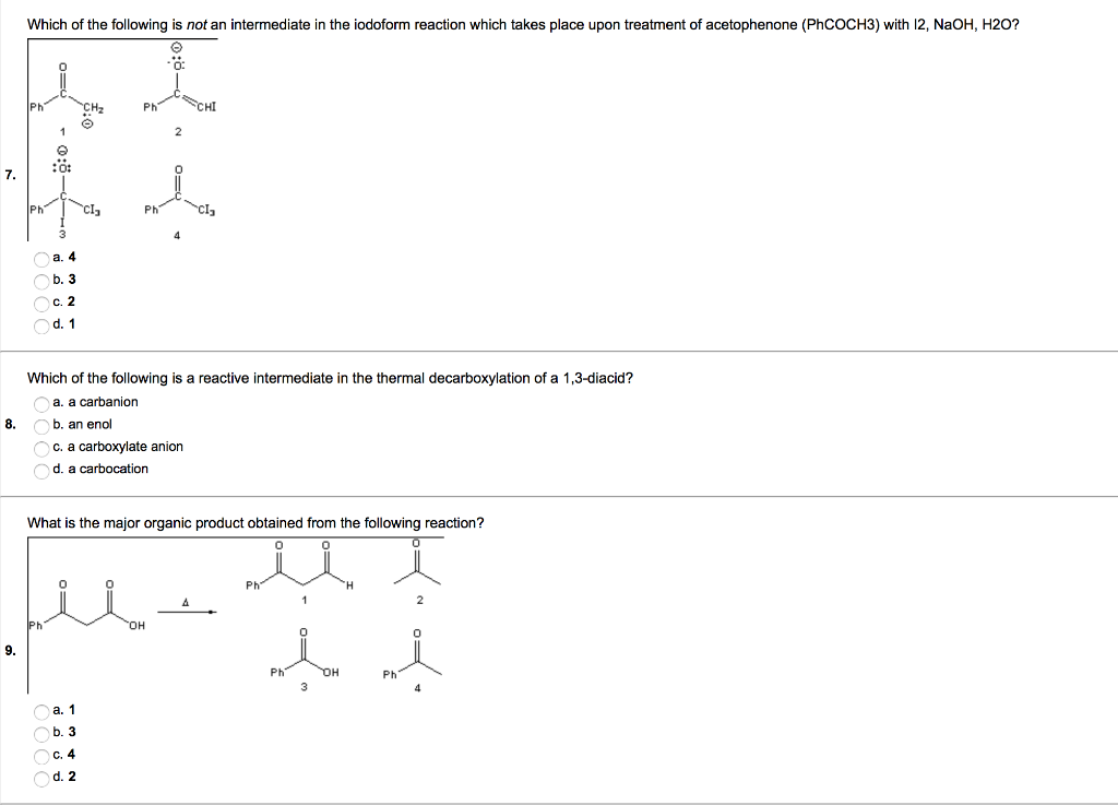 Solved Which of the following is not an intermediate in the | Chegg.com
