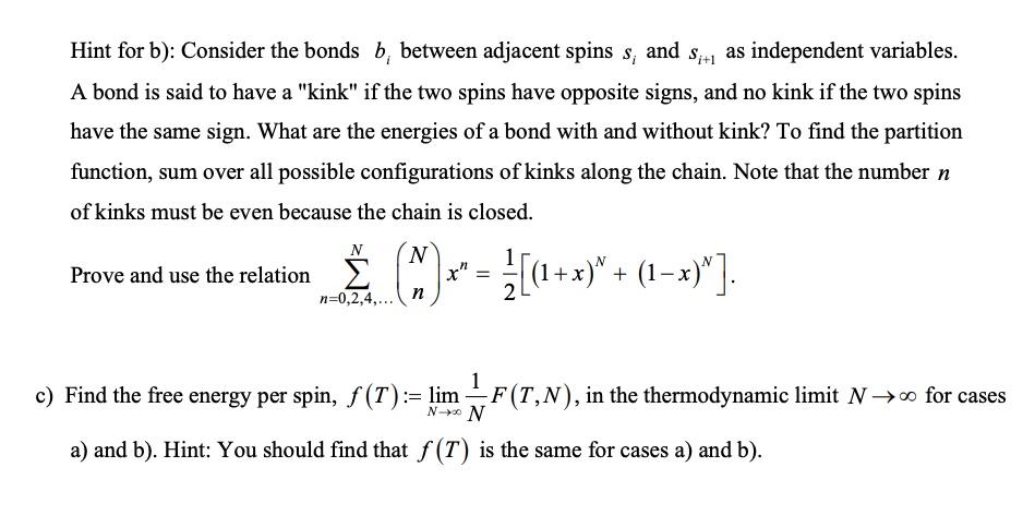 Solved Consider the two set-ups of the one-dimensional Ising | Chegg.com