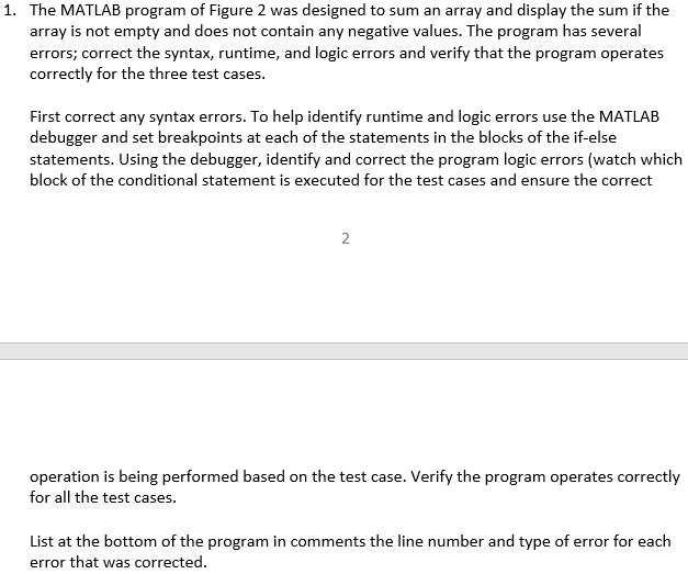 Solved 1 The Matlab Program Of Figure 2 Was Designed To Sum 