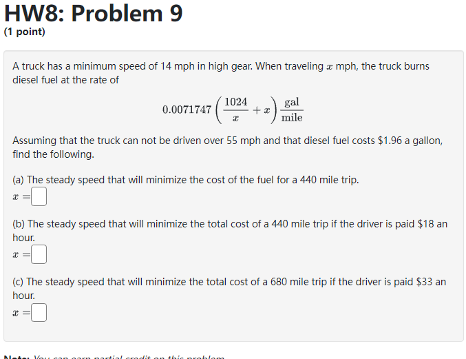 Solved HW8: Problem 9 A truck has a minimum speed of 14mph | Chegg.com