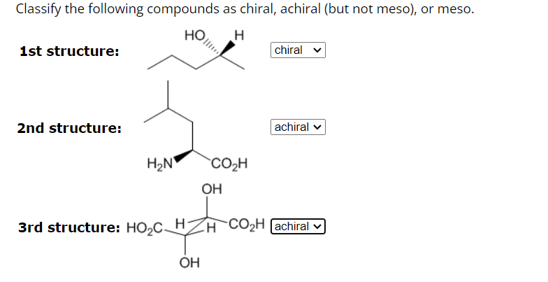 Solved Classify the following compounds as chiral, achiral | Chegg.com