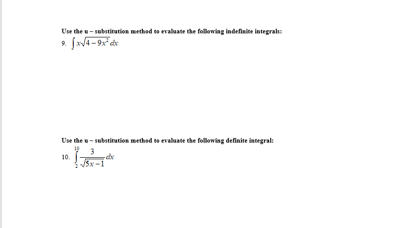 Solved Use the u-substitution method to evaluate the | Chegg.com