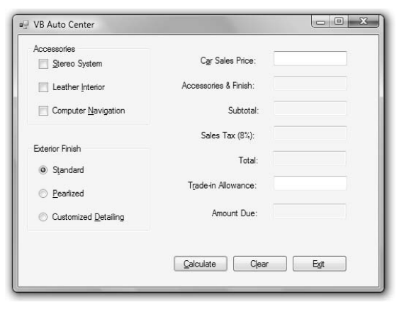 Solved VB Auto Center Chapter 4 Visual Basic Create a | Chegg.com