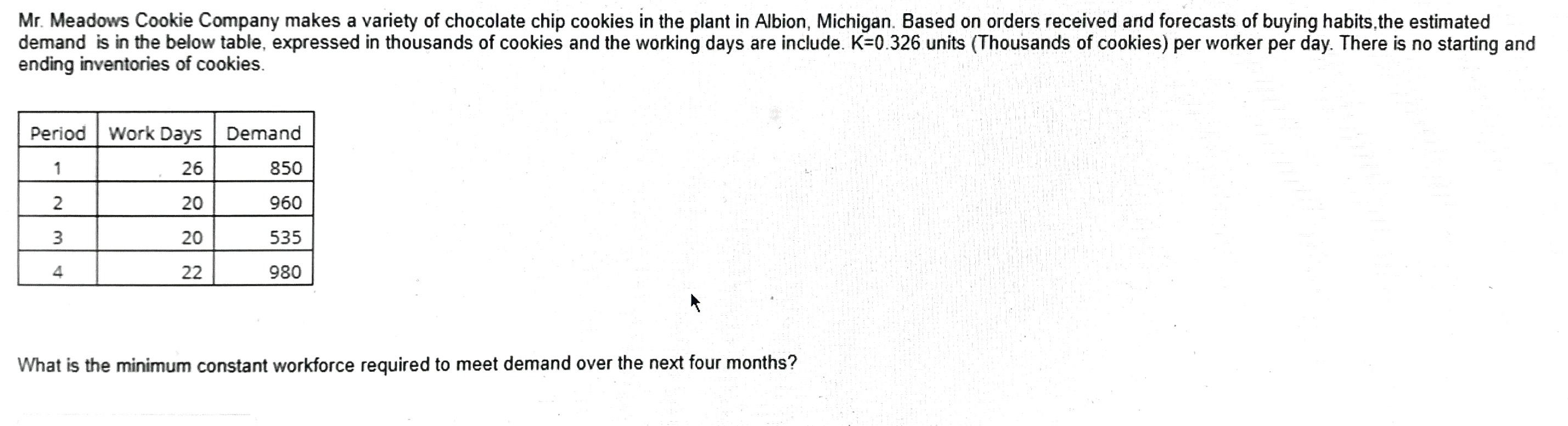 Solved Mr. Meadows Cookie Company makes a variety of | Chegg.com