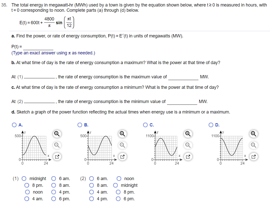 Solved 35. The total energy in megawatt-hr (MWh) used by a | Chegg.com