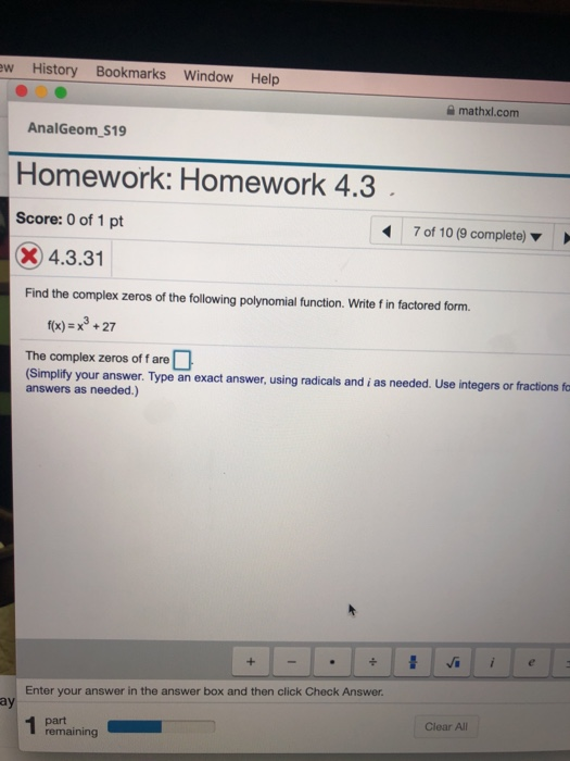 Solved ew History Bookmarks Window Help 슬 mathxl.com | Chegg.com