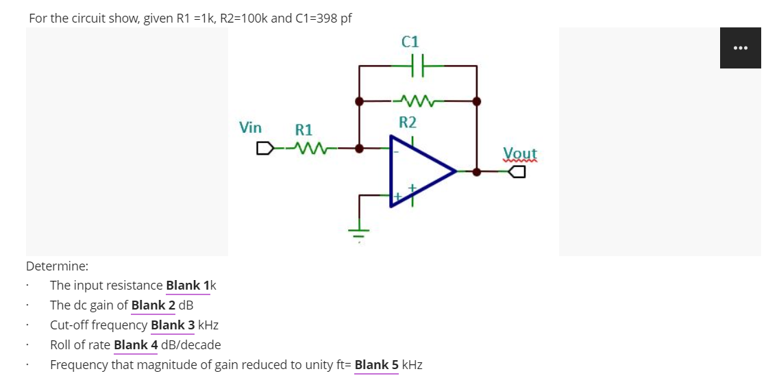 Solved For the circuit show, given R1=1k,R2=100k and | Chegg.com