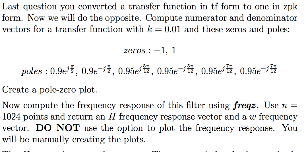 Solved Last question you converted a transfer function in tf | Chegg.com