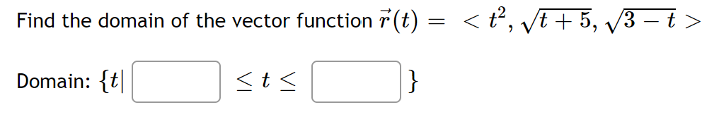 Solved Find the domain of the vector function | Chegg.com