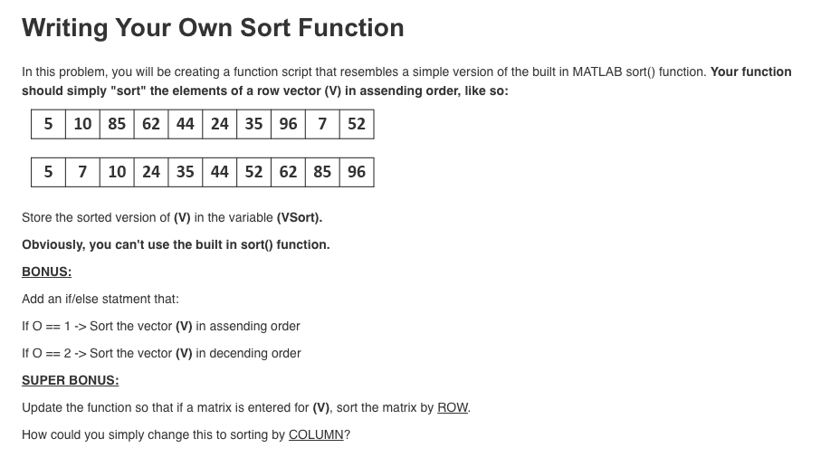 Solved Writing Your Own Sort Function In This Problem You 