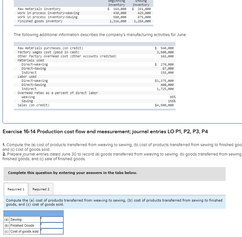 Solved Raw materials inventory Work in process | Chegg.com
