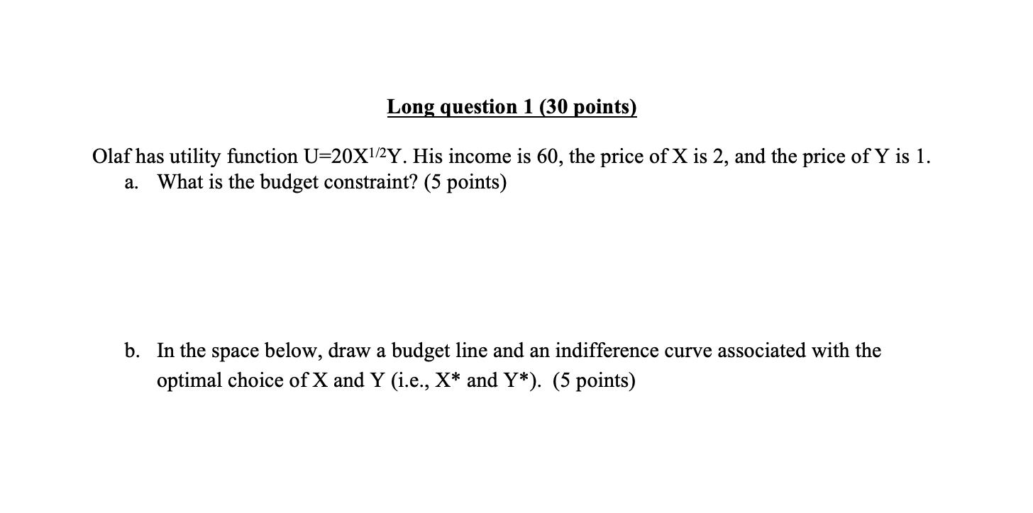 Solved C: Find the MRS. (7 points) D. Solve for the optimal | Chegg.com