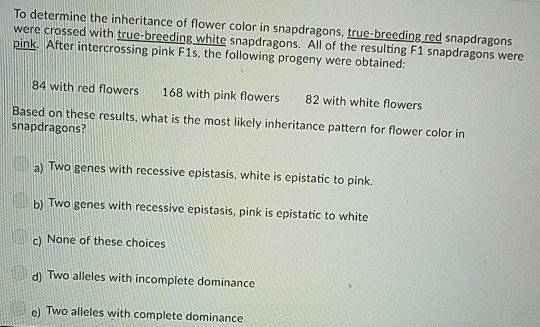 Solved To determine the inheritance of flower color in | Chegg.com