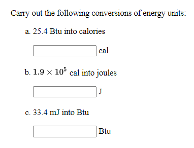 Solved Carry out the following conversions of energy units: | Chegg.com