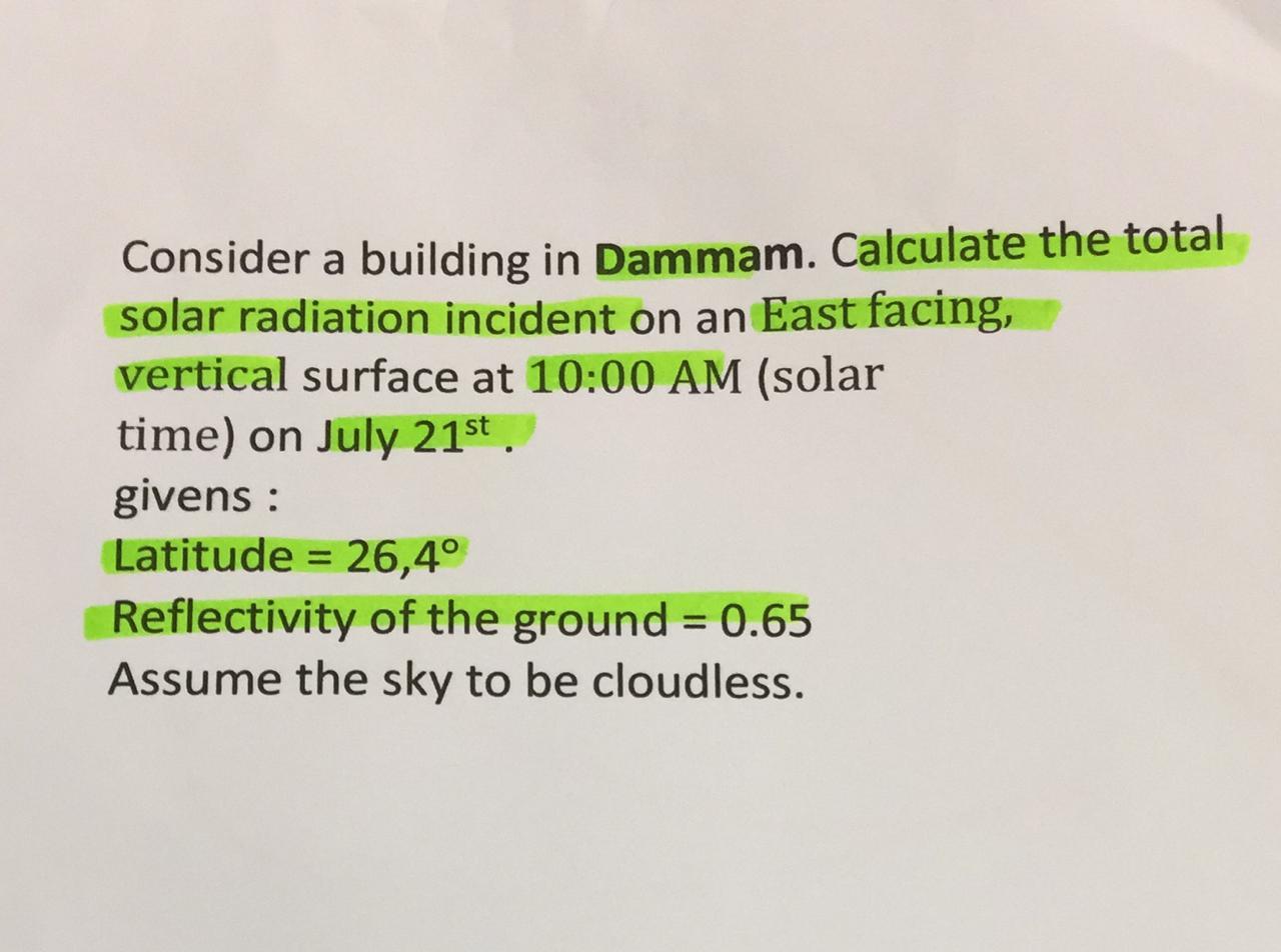 Solved Calculate the total solar radiation incident on an | Chegg.com